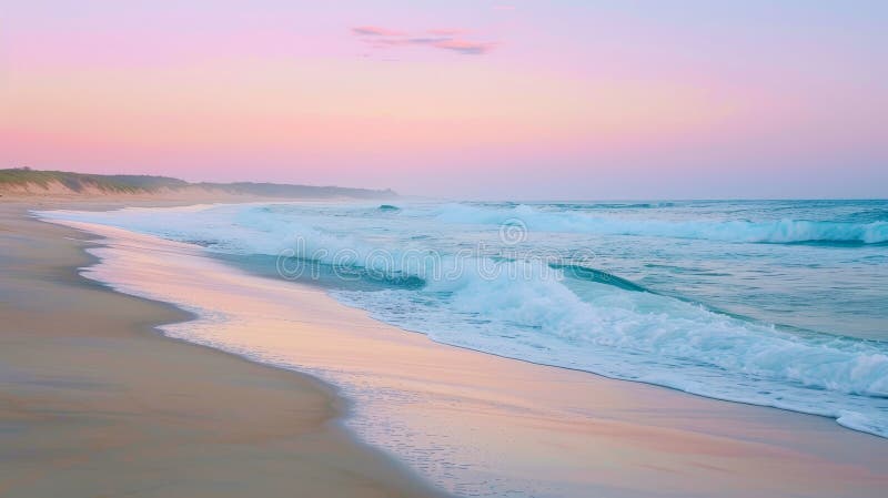 A Misty Dawn Envelops a Secluded Beach, Where the Rhythmic Dance of ...