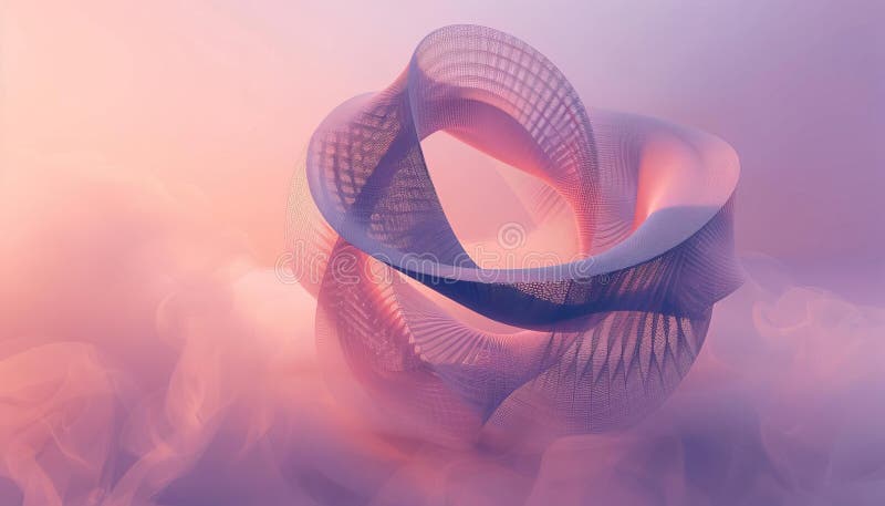 8 Misty Ethereal 3D Render of Abstract Twisted Mesh Geometric Shape ...