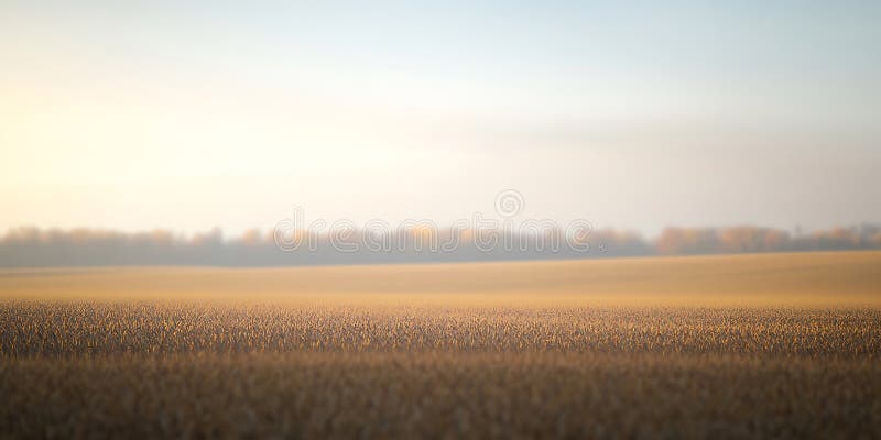 Misty Field Landscape Autumnal Grassland Scenery Stock Illustration ...