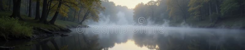 Misty Fog Settles on the Forest Stream in Arkansas, Fog, Reflection ...