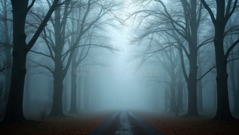 Misty Forest Clearing with Surrounding Trees and Soft Fog Stock ...