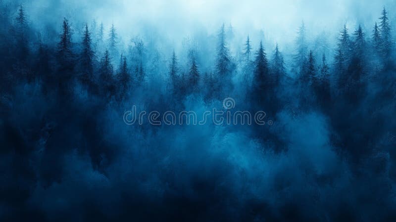 Misty Forest with Dense Fog in Twilight, Atmospheric Nature Scene Stock ...