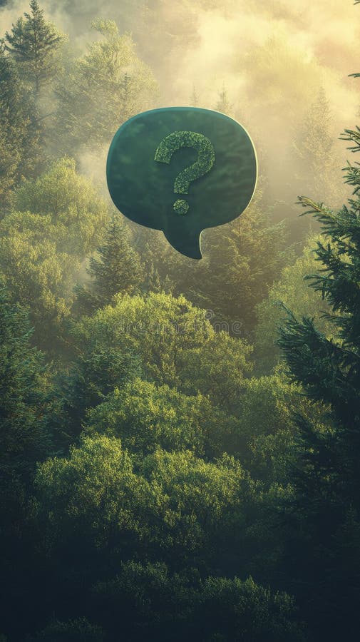 Misty Forest with Floating Speech Bubble and Question Mark, Mystery ...