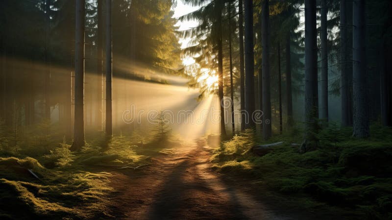 Misty Forest Path: a Captivating Journey through Norwegian Nature Stock ...
