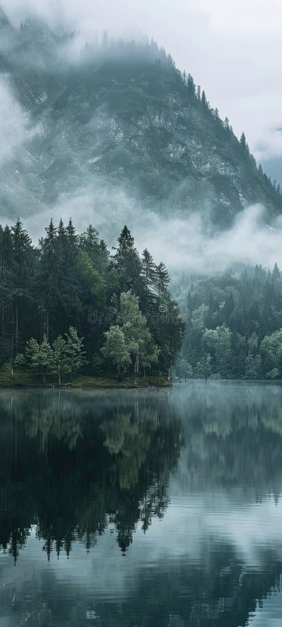 Misty Forest Reflection in Serene Mountain Lake Stock Photo - Image of ... Misty Forest Reflection in Serene Mountain Lake Stock Photo - Image of ...
