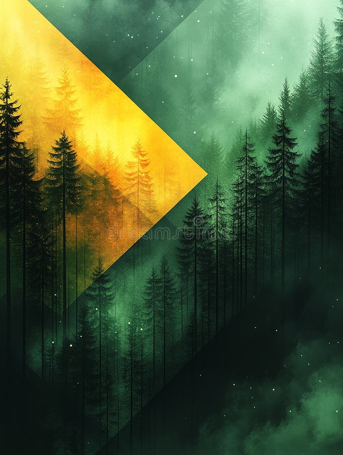 Realistic Misty Forest in Abstract Artwork Background Stock Photo ...