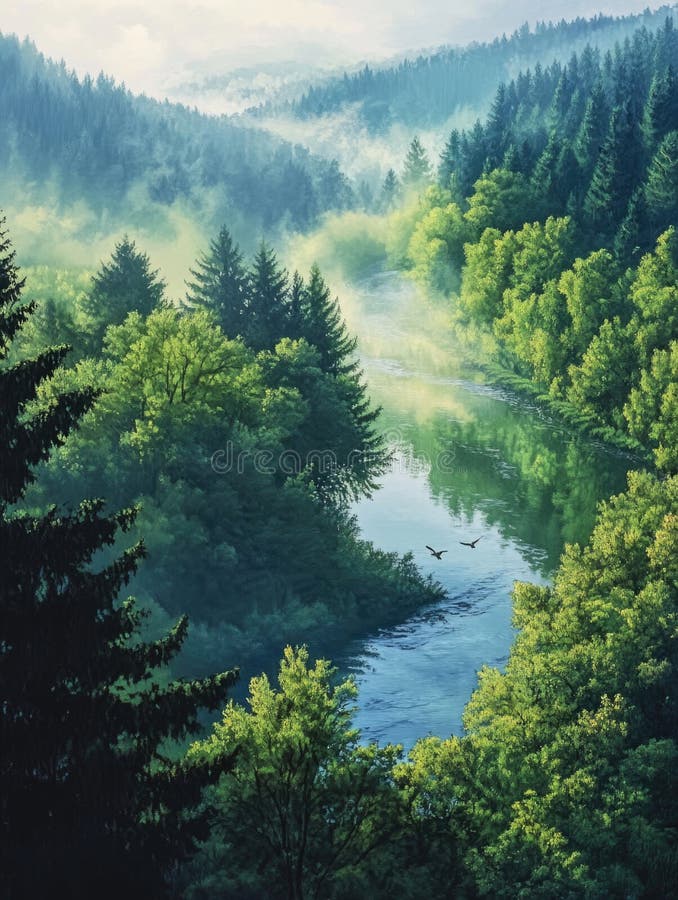 Misty Forest Stream stock photo. Image of outdoors, wilderness - 362881510