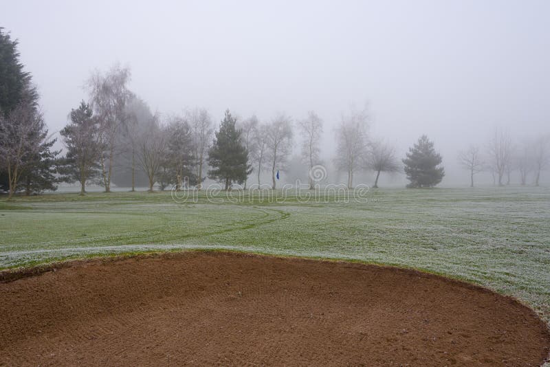 Misty Golf Course Bunker. stock image. Image of landscape - 71970449