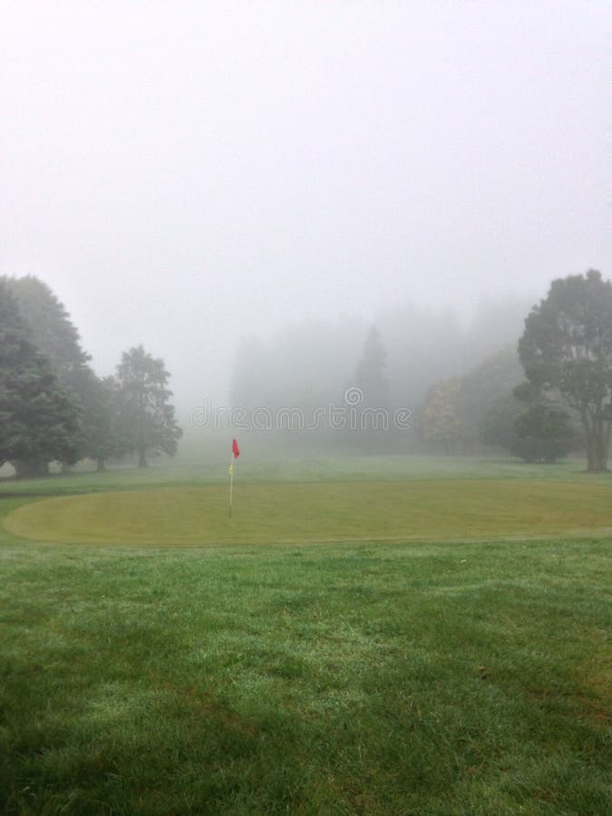 Misty Golf Course Bunker. stock image. Image of landscape - 71970449