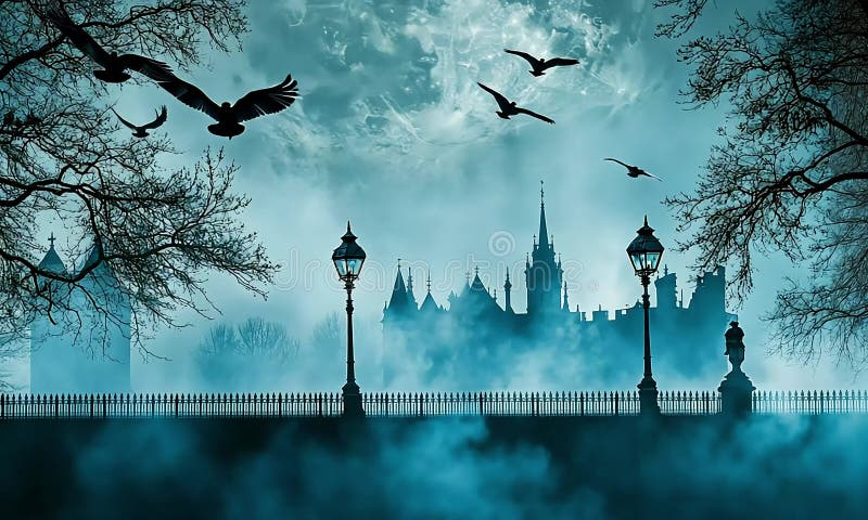 Misty Gothic Architectural Scene Stock Footage - Video of silhouetted ...
