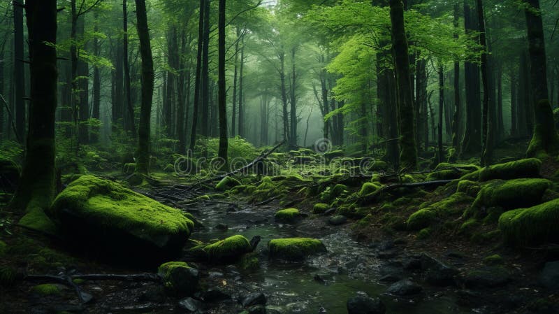 Misty Gothic Forest: a Moody and Atmospheric Journey Stock Illustration ...