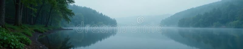 Misty Lake, Rain on Still Water, Wooded Shore, Forest, Spring, Scenery ...