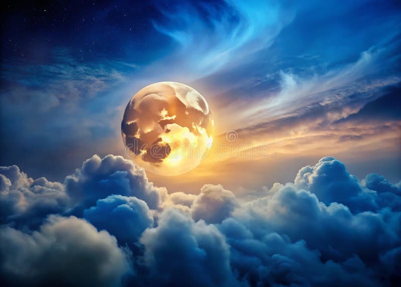 A Misty Moonlit Sky Captivating Cloudscape with Exceptional Depth of ...