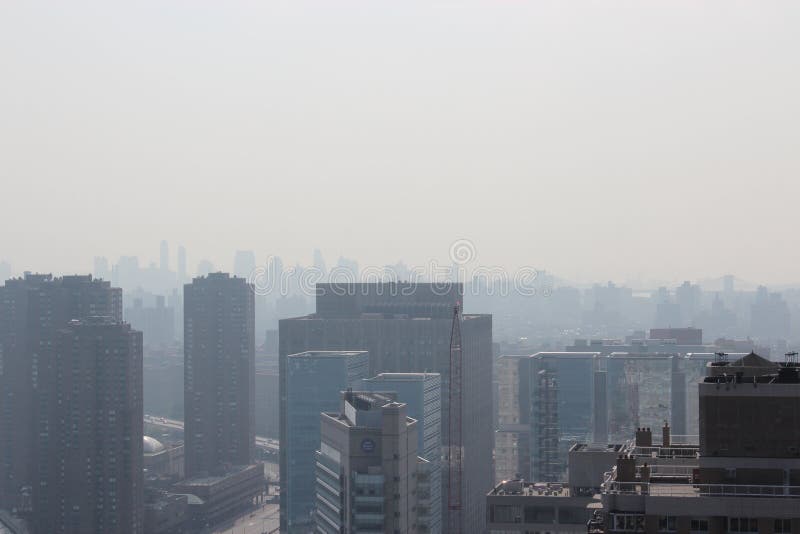 New York City Morning in a Mist. Stock Photo - Image of business ...