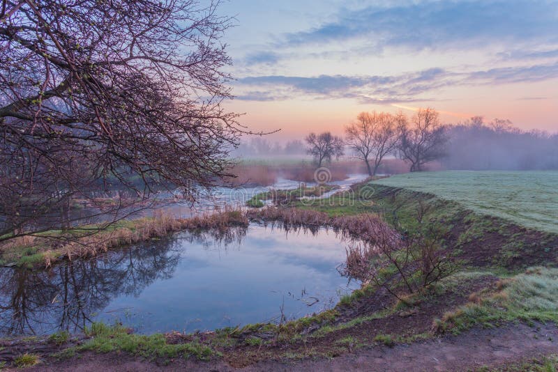 Misty morning on the river stock photo. Image of edges - 37904918