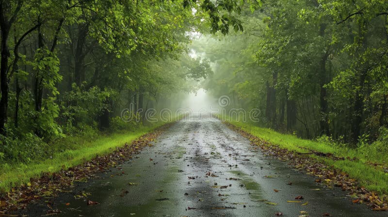 Misty Morning Walk through a Serene Forest Path Nature Landscape ...