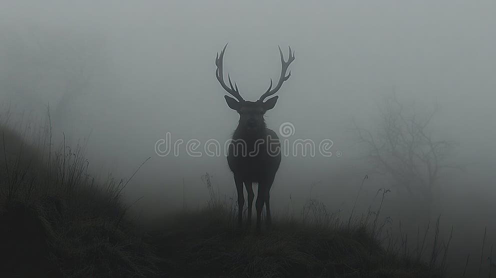 Misty Mountain Deer Silhouette Stock Illustrations – 473 Misty Mountain ...