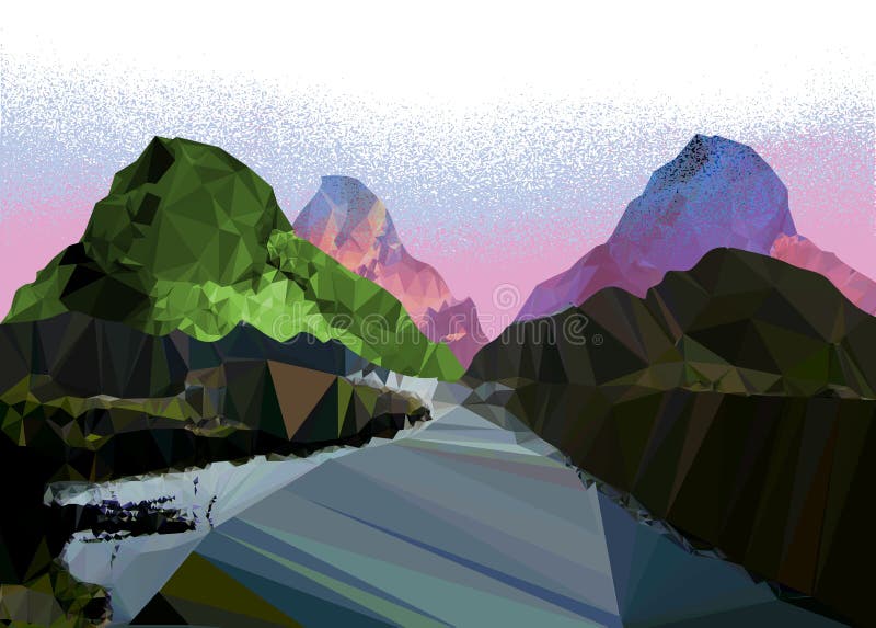 Misty Mountain Landscape of Polygons Stock Vector - Illustration of ...