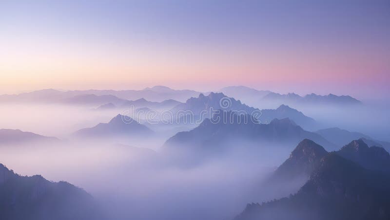 Misty Mountain Landscape with Soft Gradient Sky Wallpaper. High ...
