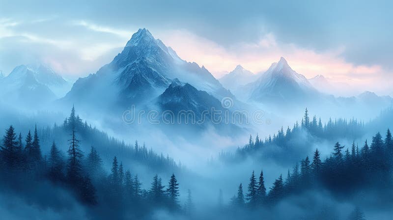 Misty Mountain Range at Dawn Stock Photo - Image of viewpoint ...