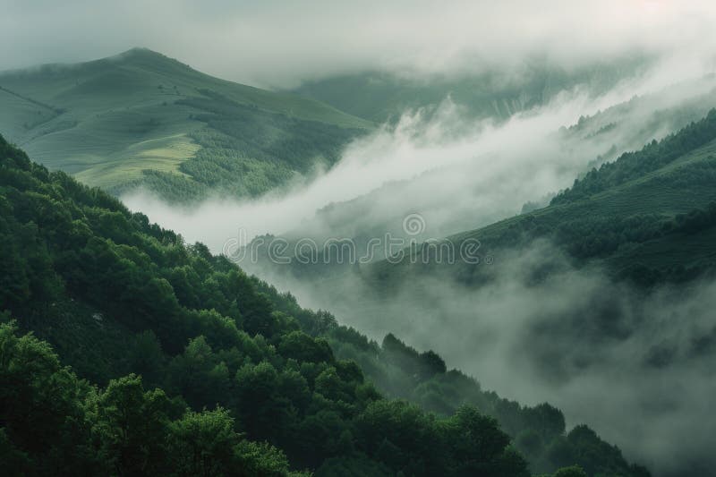 Misty Mountain Range View, Perfect for Nature Backgrounds Stock Image ...