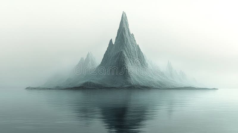A Misty Mountain Range Viewed through a Soft Teal Filter, Offering a ...