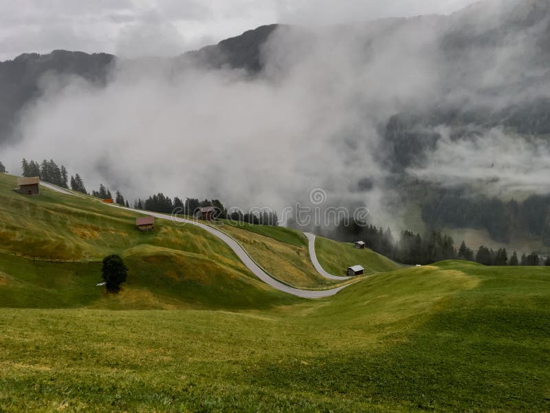 Misty Mountain Valley Landscape Wild Alpine Nature Stock Photo - Image ...