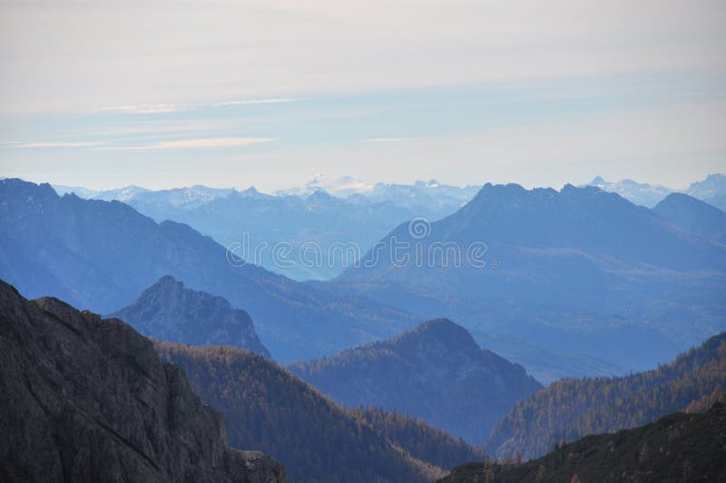 Misty Mountain View Over Alps in Austria Stock Photo - Image of hiking ...