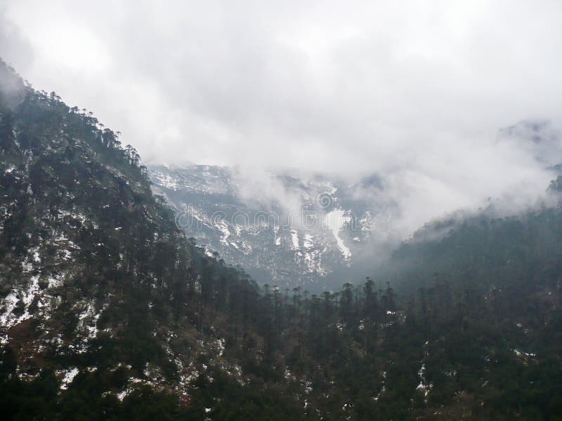 Misty Mountains Covered in Snow Stock Image - Image of scene ...