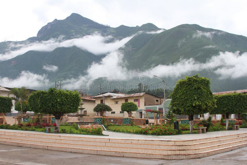 Misty Mountains Over Town Square in Peru Editorial Photo - Image of ...