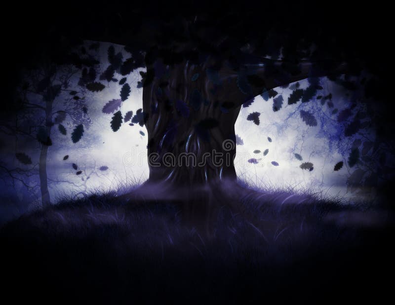 Misty oak tree stock illustration. Illustration of misty - 34587554