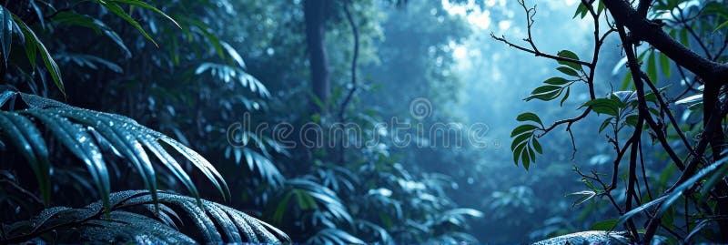 Lush Tropical Rainforest Dawn Sunlight Filtering Canopy Stock Photos ...