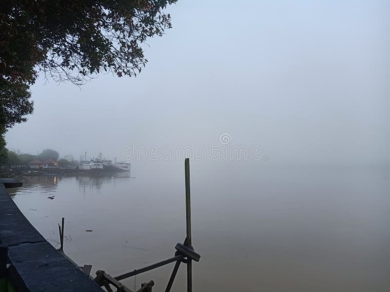 Misty River in the Morning, Segah River, East Borneo Stock Photo ...
