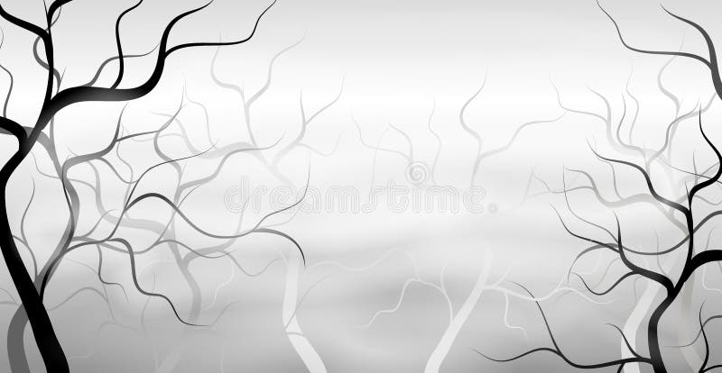 Misty Spooky Dead Tree Forest Stock Illustration - Illustration of clip ...