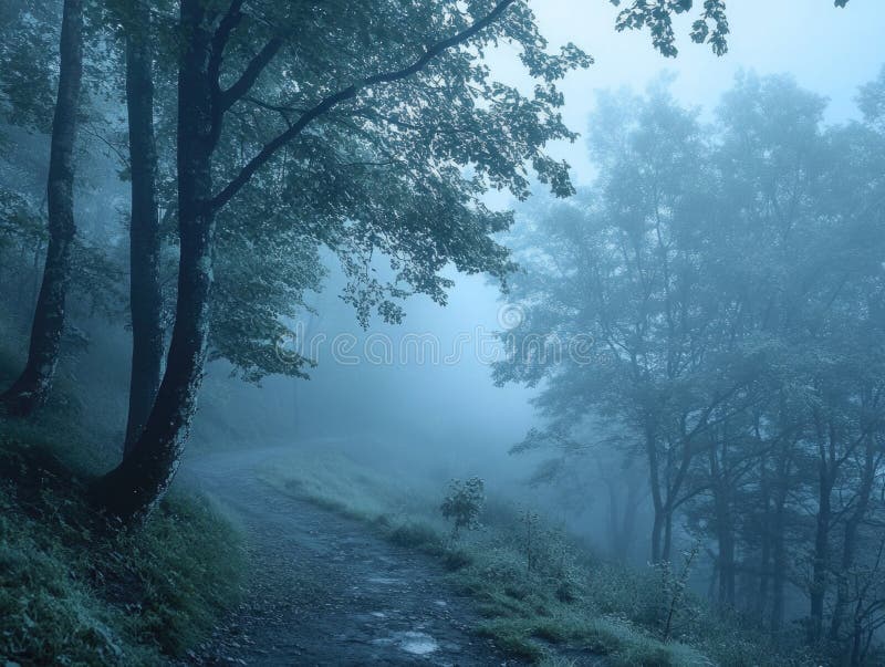 Foggy Forest Path stock photo. Image of nature, tranquil - 358581004