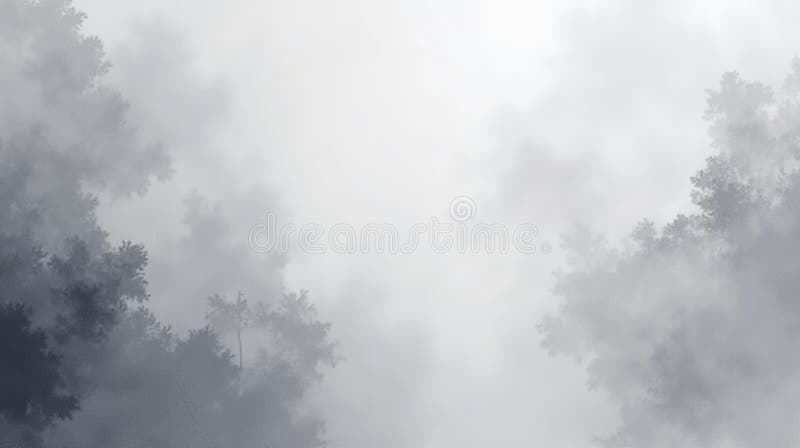 Misty Trees Shrouded in Dense Fog Stock Illustration - Illustration of ...