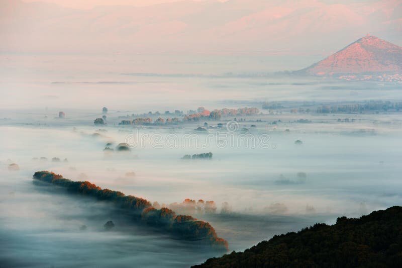 Misty valley stock photo. Image of layers, cyan, early - 35187202