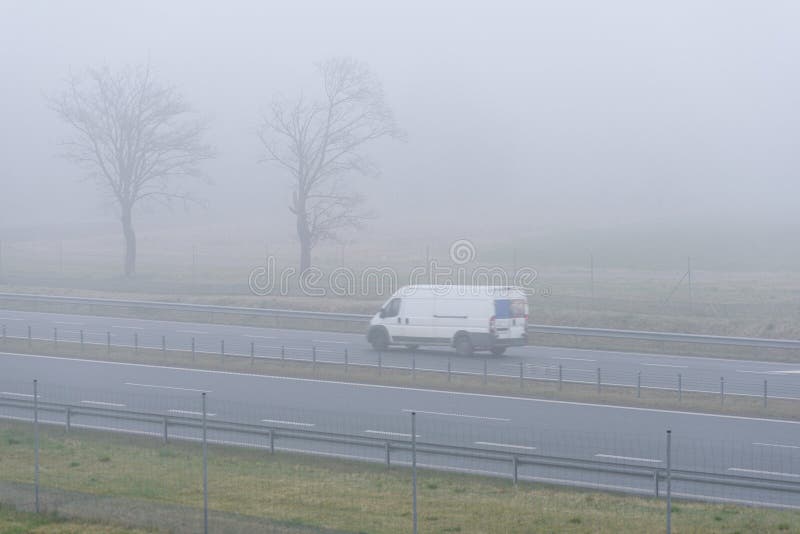 Misty weather stock photo. Image of asphalt, road, poland - 313388188
