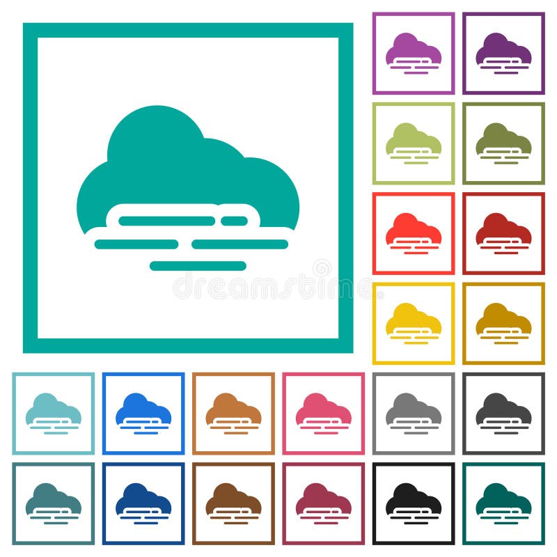 Misty Weather Flat Color Icons with Quadrant Frames Stock Vector ...