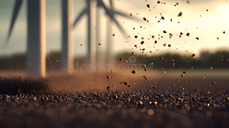 Misty Wind Farm: Sunlight Breaking through with Dust and Dirt in ...