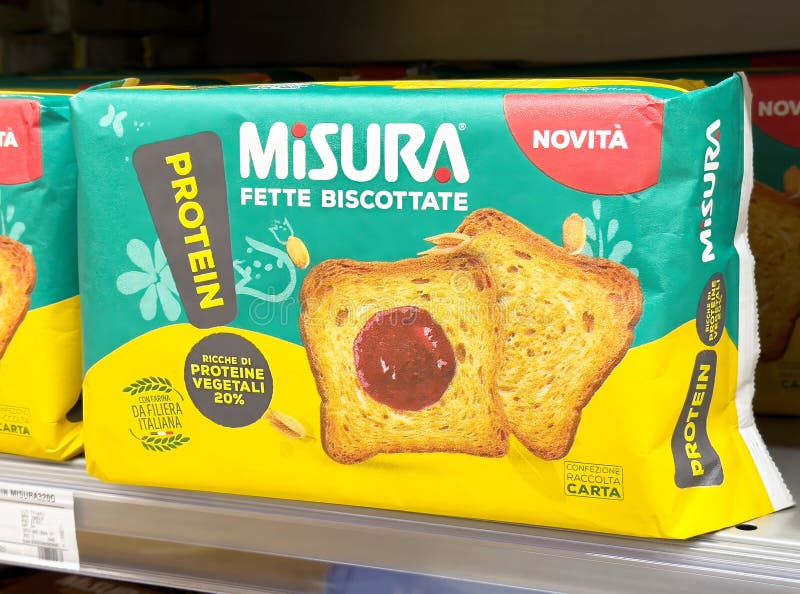 Misura Protein Toasted Bread Packaging with Jam Image on Store Shelf ...
