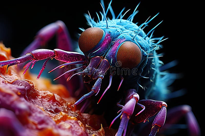 Mite Face Microscopy Electron Zoom at 1000x Generative AI Stock ...