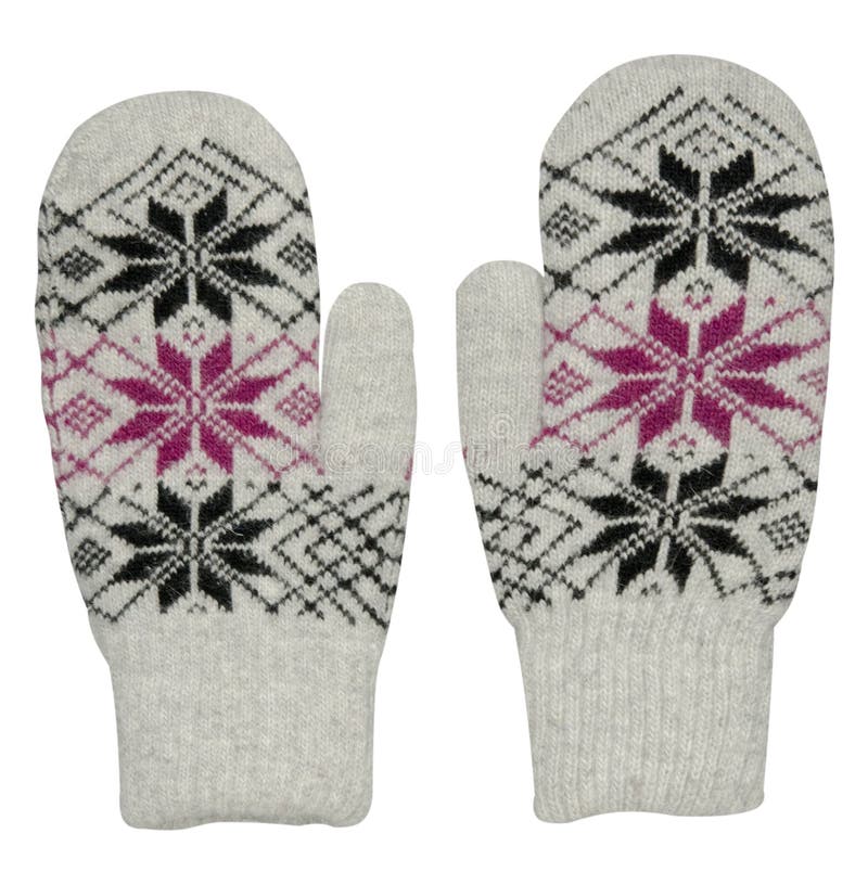 Mitene Isolado No Fundo Branco Mittens Feitos Malha Mitenes a Foto de ...