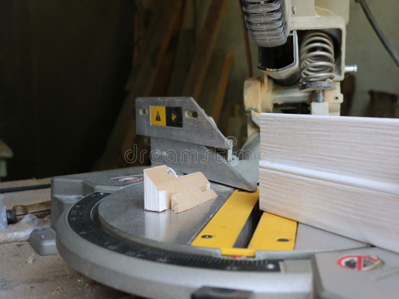 Miter Saw Close-up in Carpentry Workshop Stock Photo - Image of sharp ...