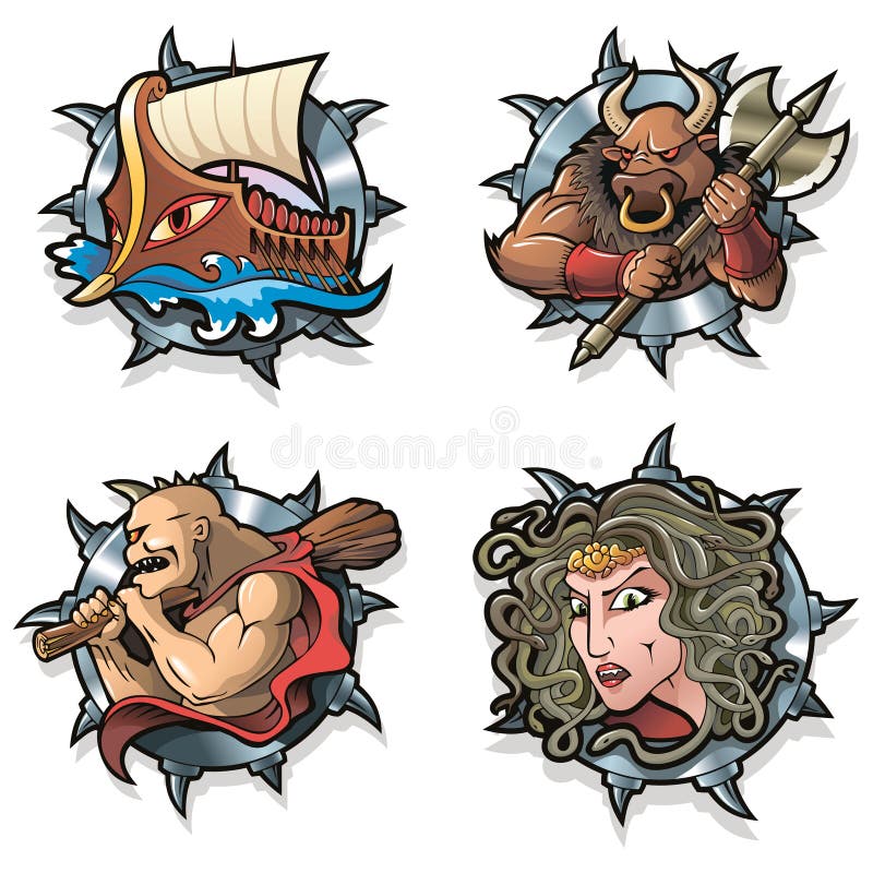 Mitos gregos ilustração do vetor. Ilustração de luta - 62795088