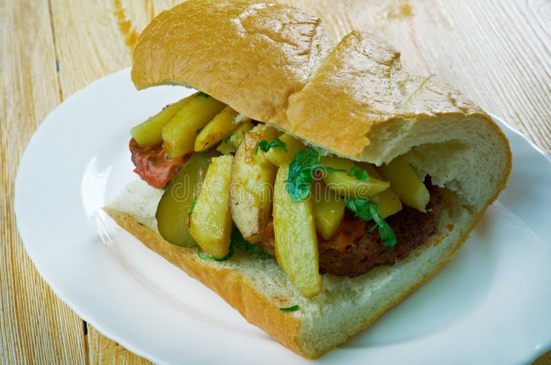 Mitraillette stock photo. Image of meat, bread, pepper - 79557958