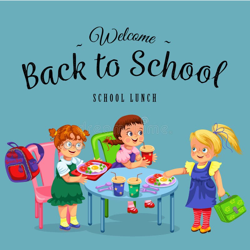 Mitschüler, Die in Esszimmer Zu Mittag Essen Vektor Abbildung ...