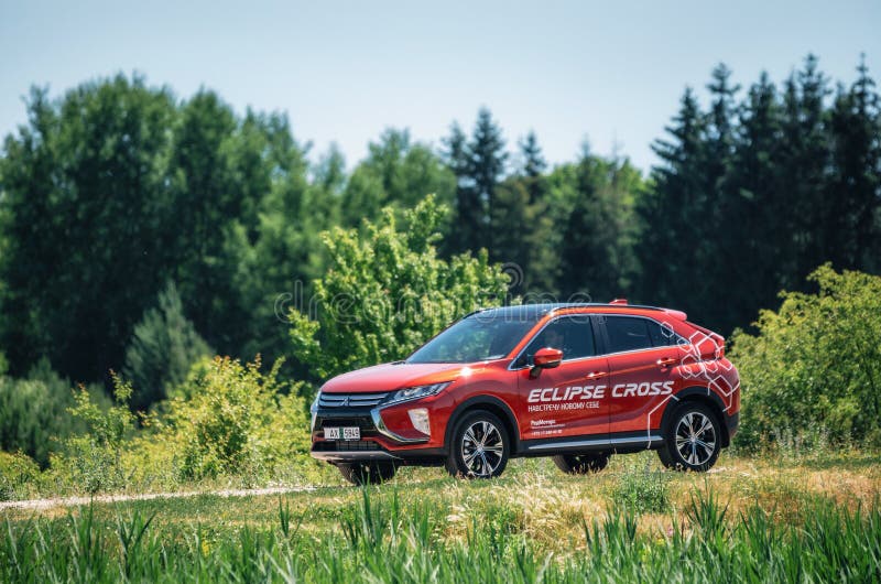 Mitsubishi Eclipse Cross in Green Forest Editorial Stock Image - Image ...