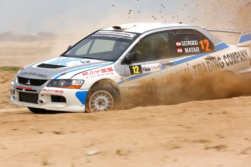 Mitsubishi Lancer Evo IX - 2012 Kuwait Rally Editorial Stock Image ...