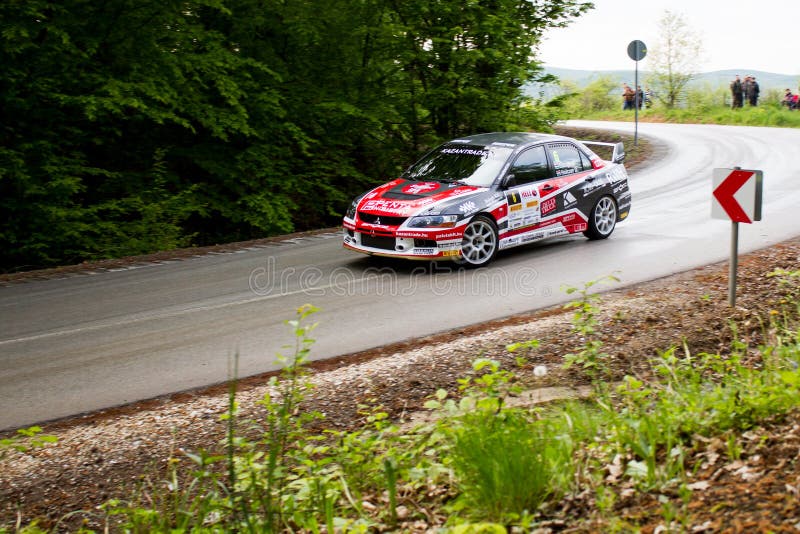 Mitsubishi Lancer Evo X on Miskolc Rally Hungary Editorial Image ...